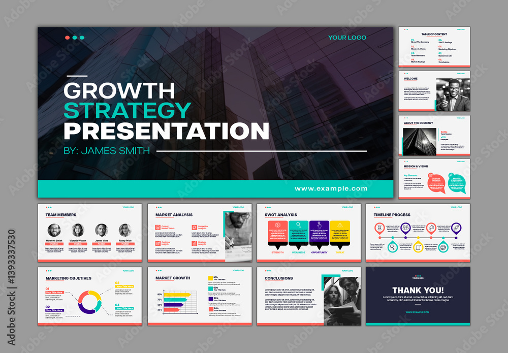 Colorful Business Growth Strategy Presentation Slides Stock Template ...