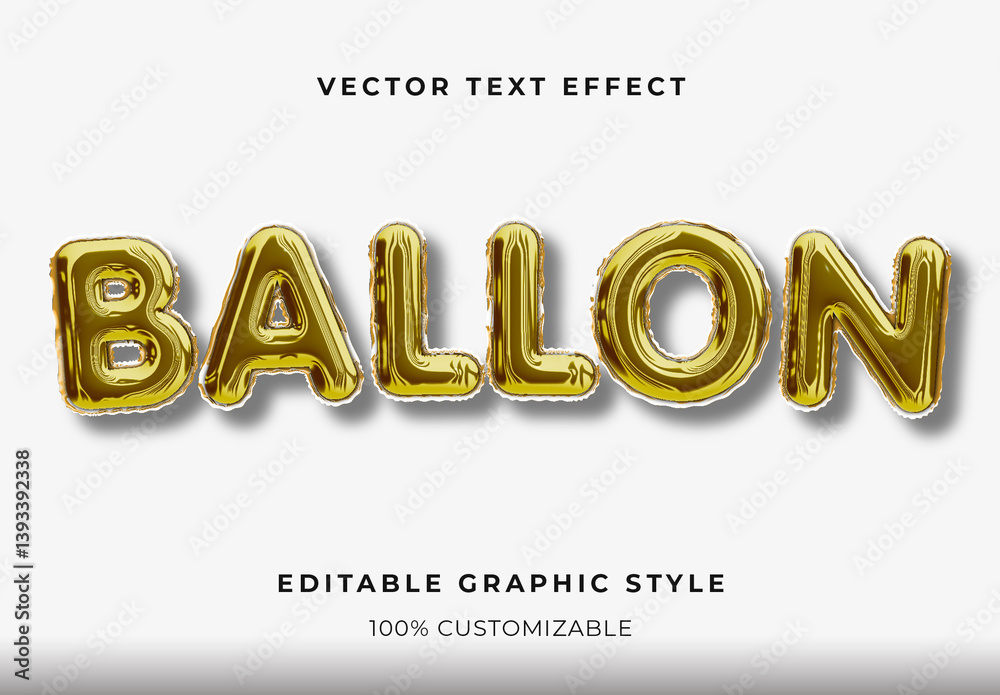 Golden Inflated Balloon Font Glossy Globe Text Effect Stock Template ...