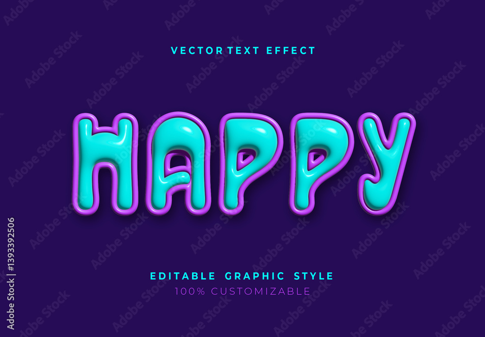 Blue And Pink Inflated Glossy Font Puffed Soft Text Effect Stock ...
