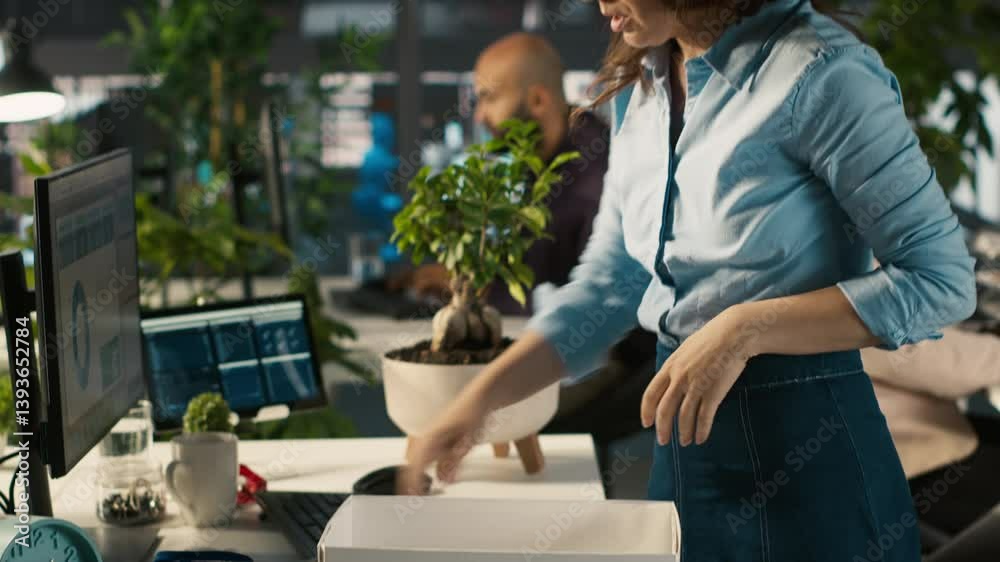 Employee getting consoled by colleagues after being fired, leaving ...