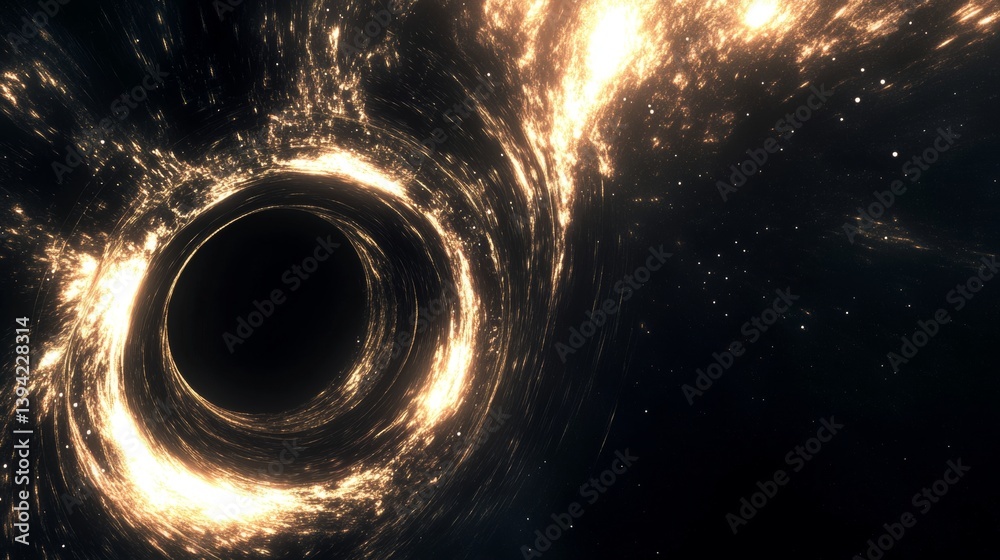 Poster Serene abstract black hole accretion disk with soft lights on ...