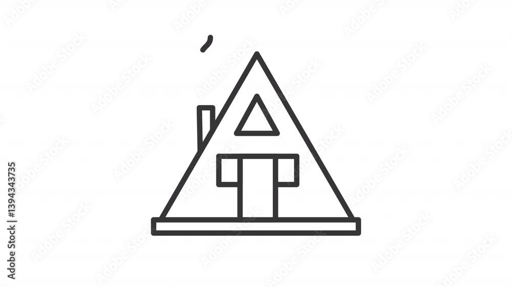 Triangle house line animation. Aframe home animated icon. Building ...