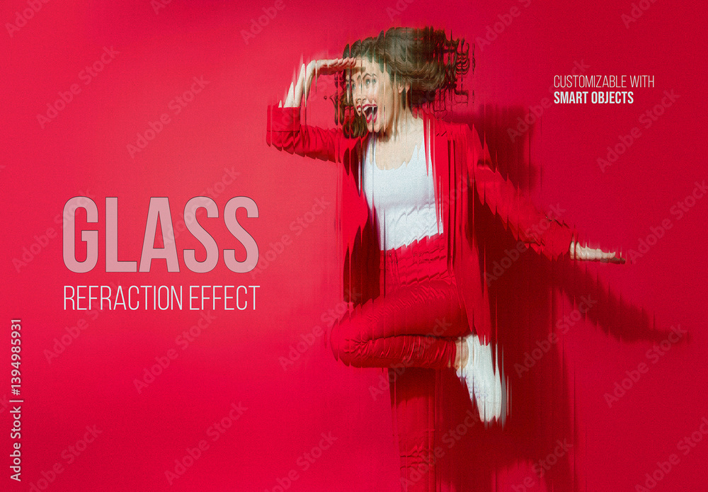 Reeded Glass Refraction Image Effect Mockup Stock Template | Adobe Stock
