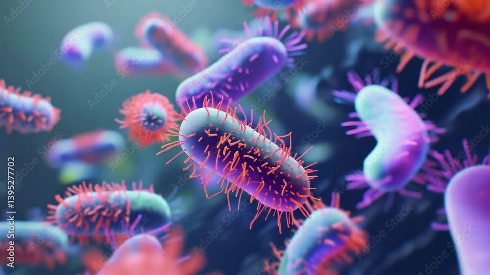 Microbiome intestine factories microbiota. Gut health. Many microbes ...