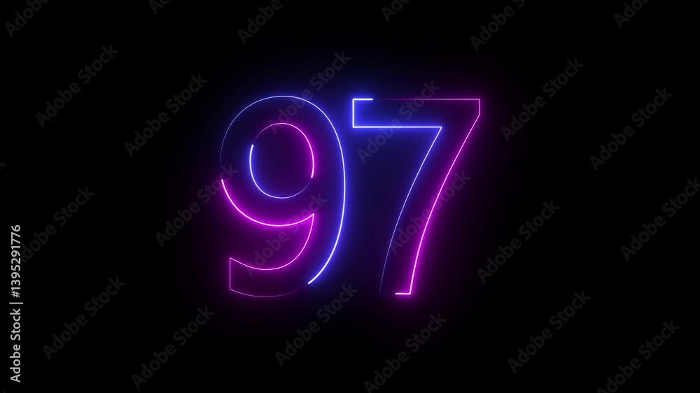 The "Neon 97" text icon animation features a vibrant glow with smooth ...
