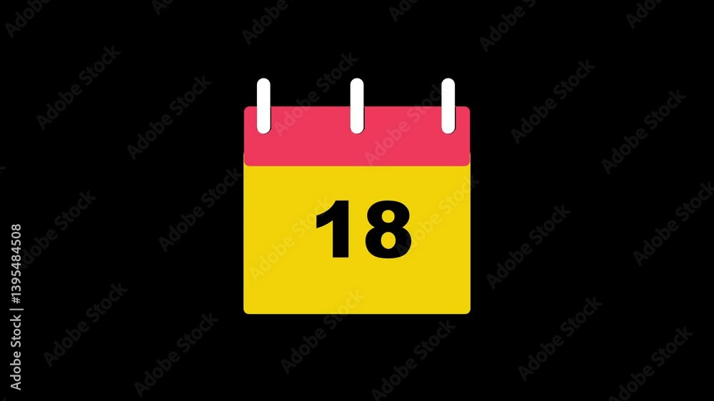 18 date calendar icon Animation with transparent background Flat ...