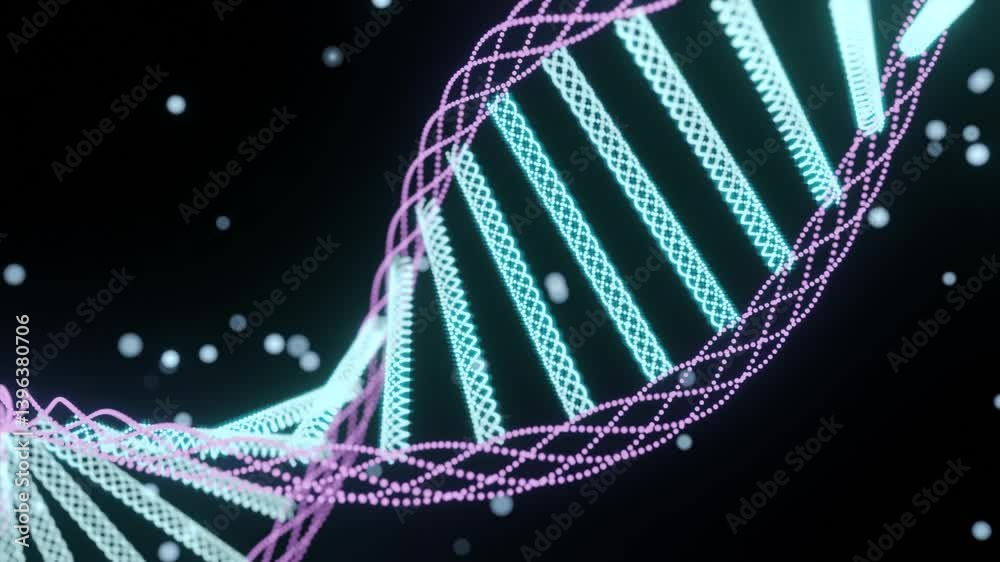 DNA strand, 3D animation, molecular structure, biotechnology, genetic ...
