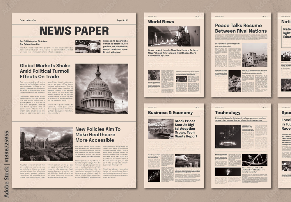 Classic And Professional Newspaper Layout Template Stock Template ...