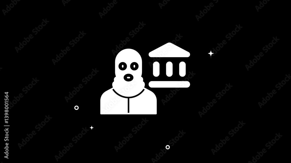Bank Robbery icon isolated animation , banking crime , thief, bank ...