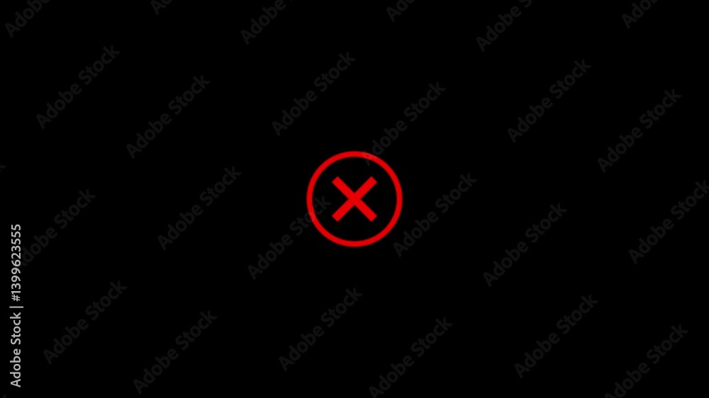 Vidéo Stock Animation symbol incorrect cross symbol red colour suspense ...