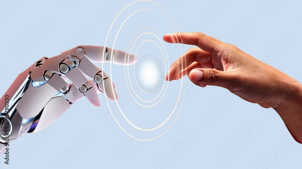 Man and robot connection animation isolated asset, transparent 4K video ...