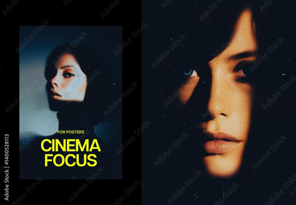 Cinematic Focus Poster Photo Effect Mockup Stock Template | Adobe Stock