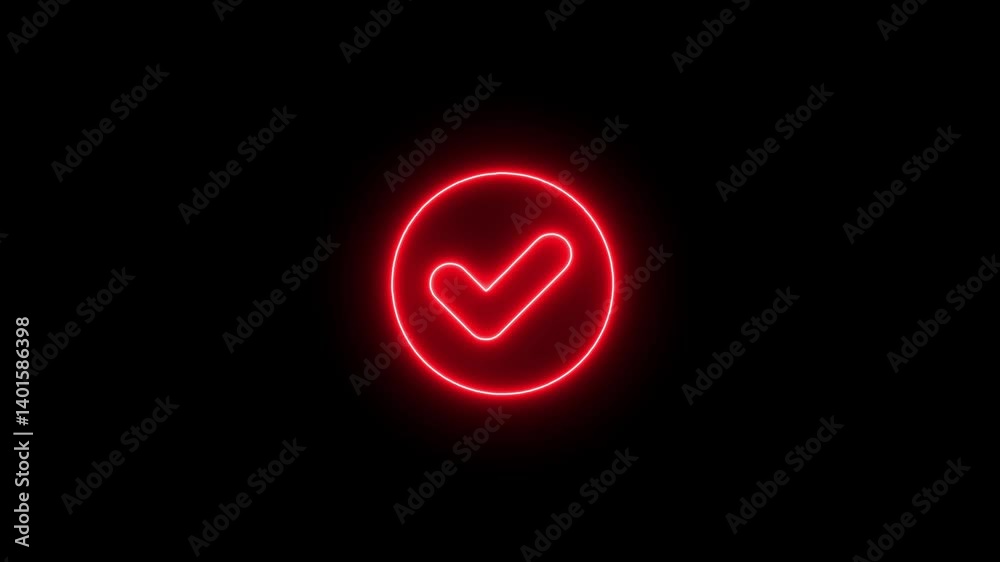Neon line Tick mark or confirm icon animation. approved, select tick ...