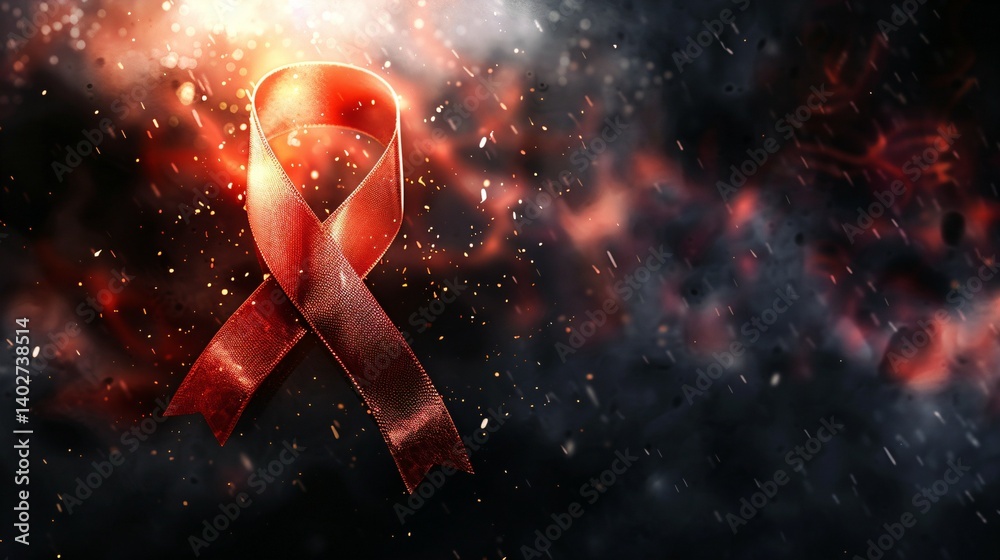Poster Red ribbon symbol representing awareness for sexually ...