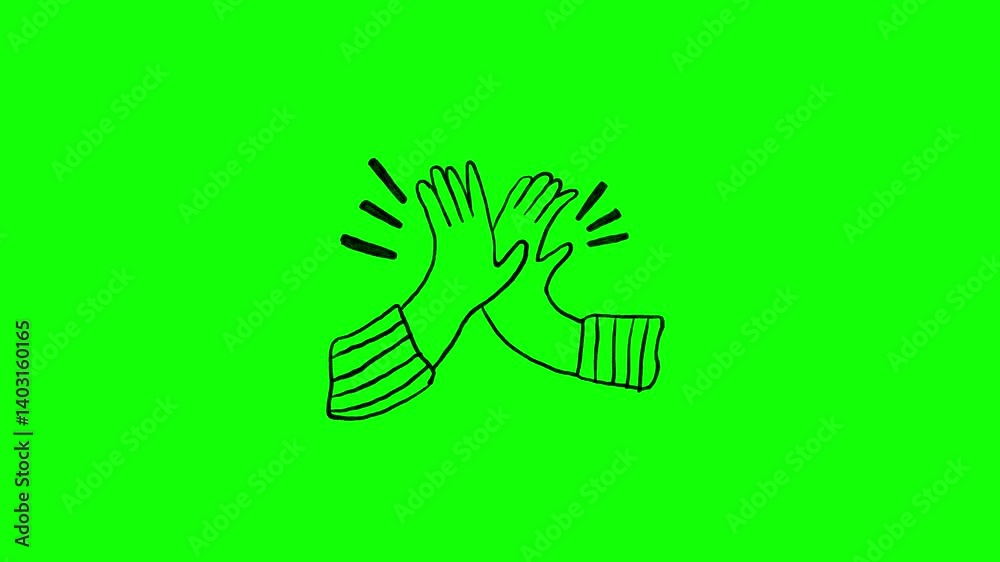 4K Hand drawn toss hand frame by frame animation on chroma key green ...