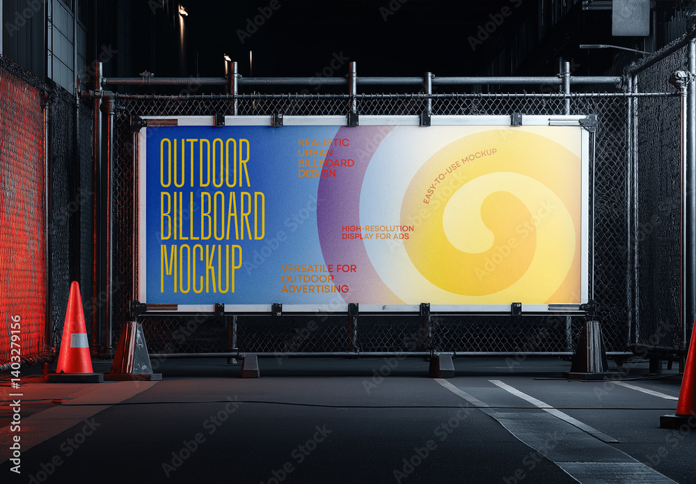 Night Urban Billboard Mockup – Realistic Outdoor Advertising Display ...