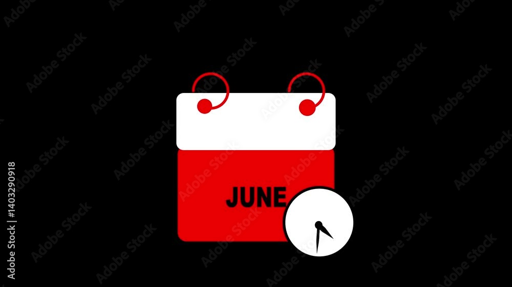 June month calendar symbol icon animation. Simple calendar with month ...
