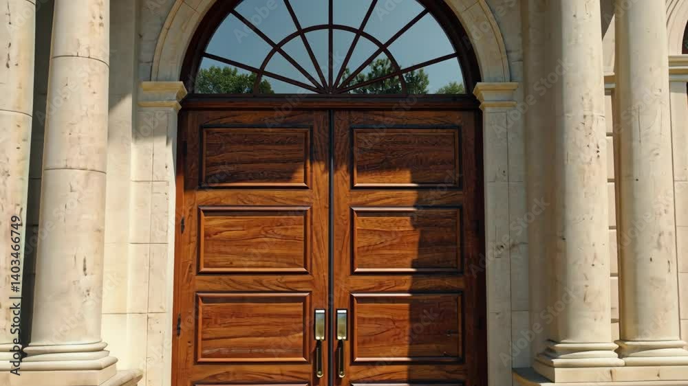 Detailed view of an opulent architectural entrance featuring grand ...