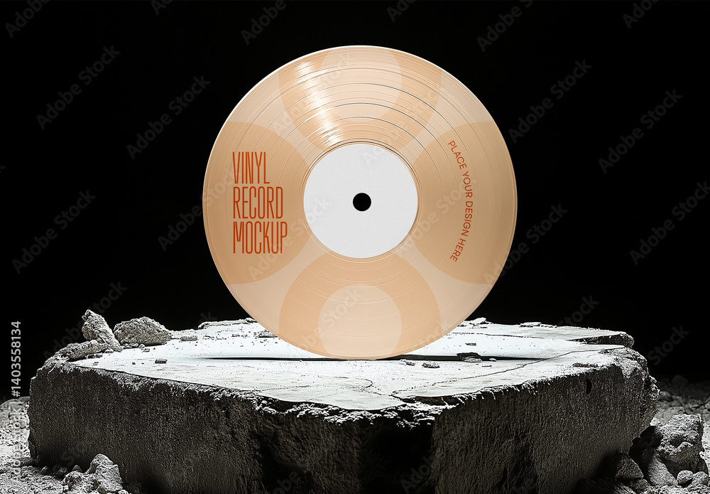 Stockmallen High-Impact Vinyl Record Mockup Displayed on Concrete ...