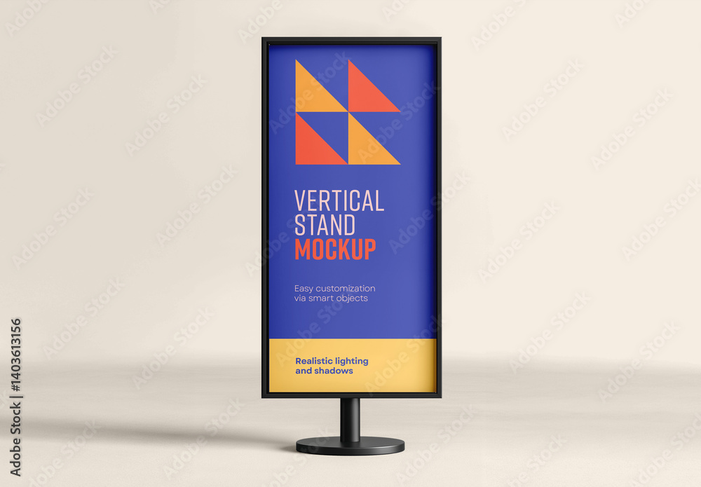 Clean Vertical Advertising Stand Mockup with Vibrant Blue and Yellow ...