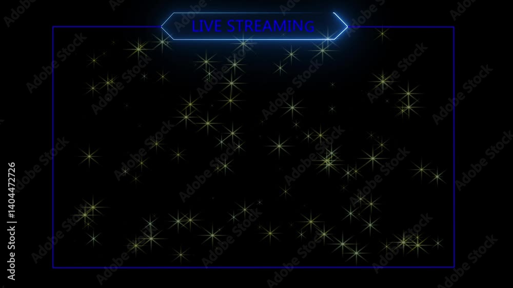 Glowing neon live streaming neon text frame animation box frame neon ...