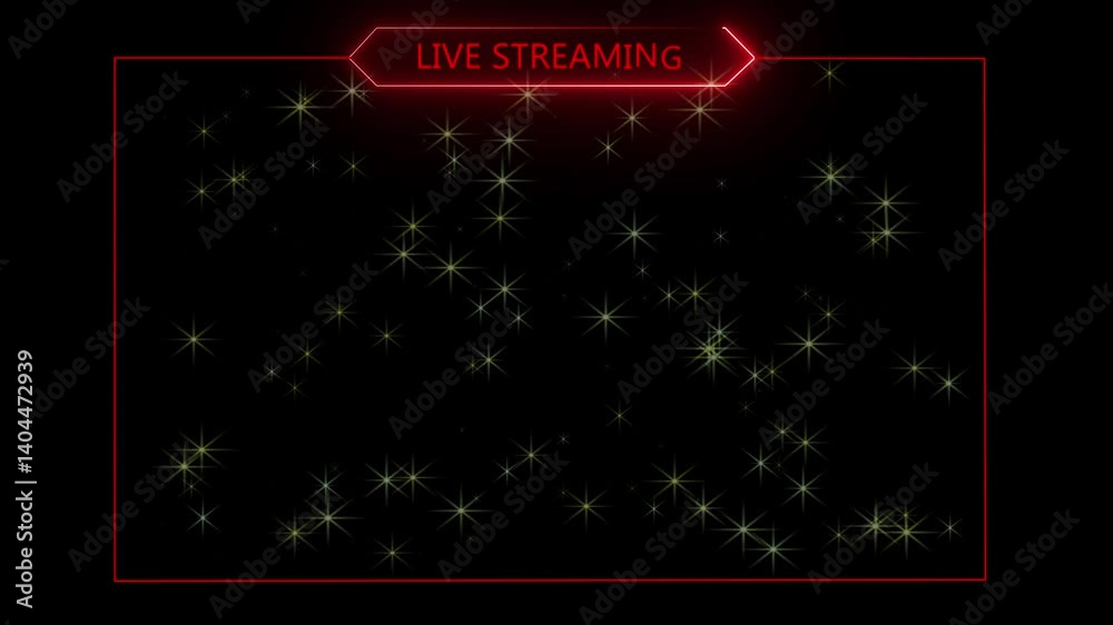 Glowing neon live streaming neon text frame animation box frame neon ...