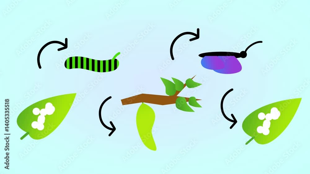 Diagram showing the metamorphosis of a butterfly from caterpillar to ...