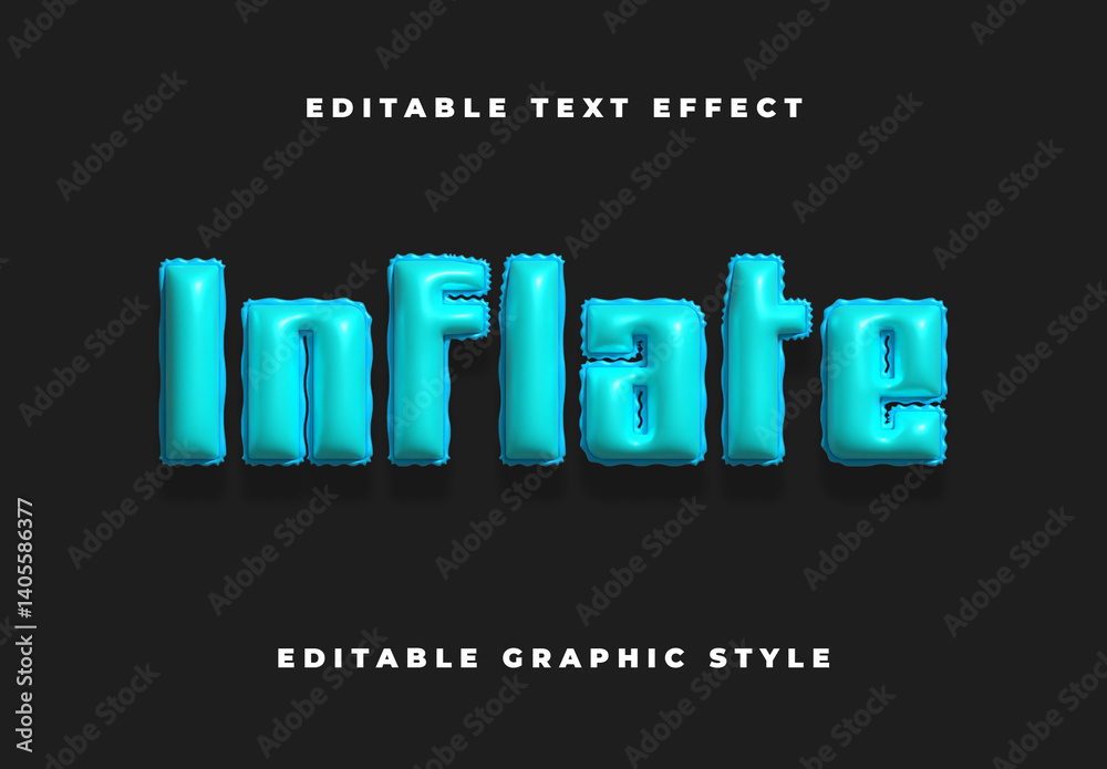 Blue Inflate Font Bubble Glossy 3D Text Effect Stock Template | Adobe Stock