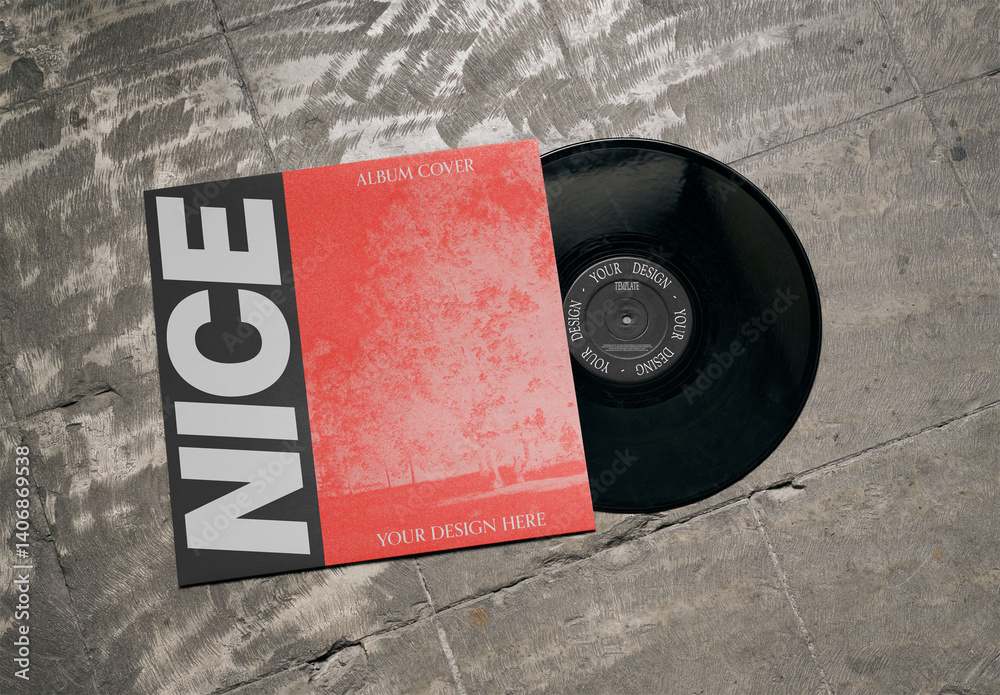 Mockup Of Customized Album Cover And Vinyl Record Stock Template ...