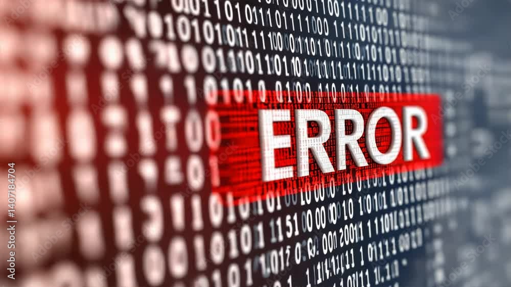 The word Error in red and white binary code numbers on the background ...