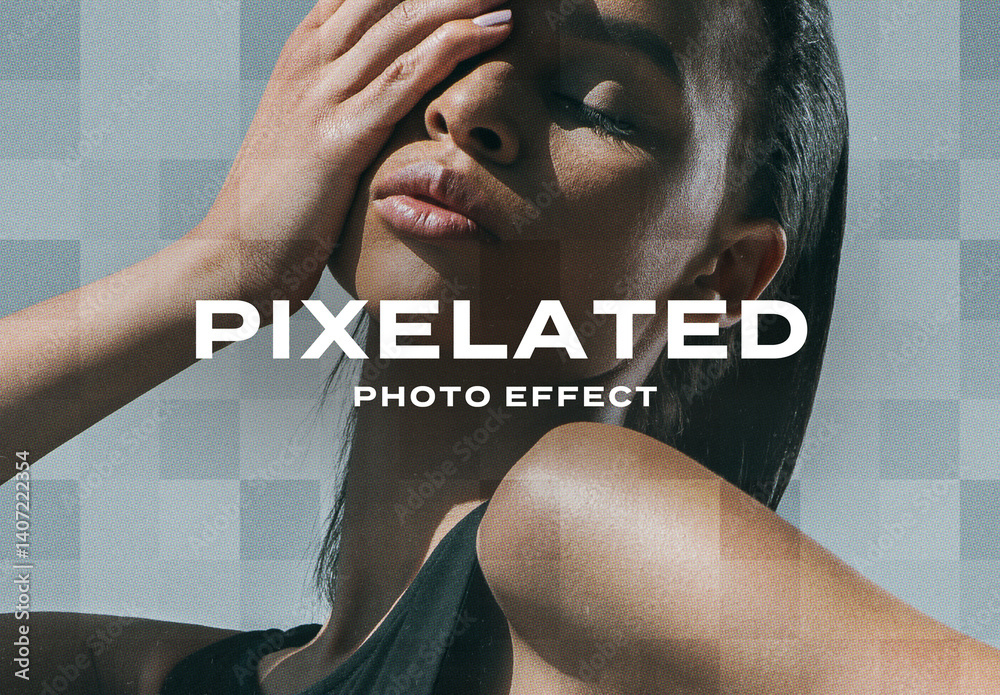 Pixel Art Pixelizer Pixelate Photo Effect Paper Texture Template Mockup Overlay Style Stock ...