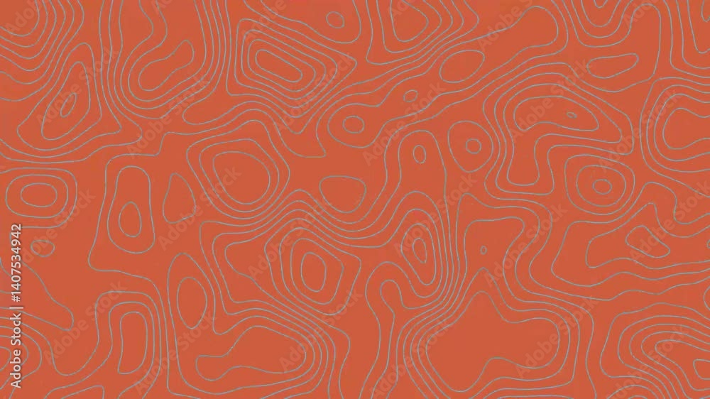 Topographical map with blue contour lines on a red background. Great ...