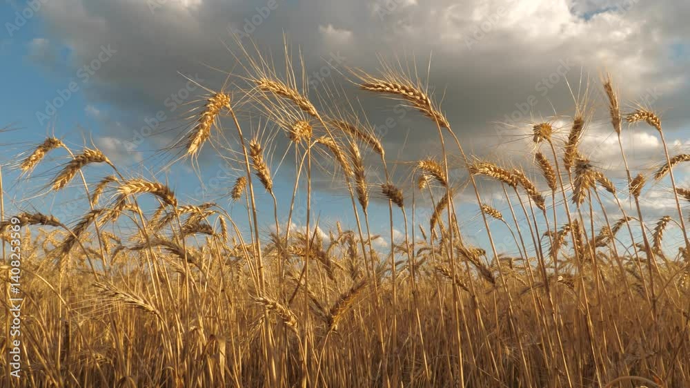 Golden wheat fields sway unde vast sky, agriculture thrives through ...