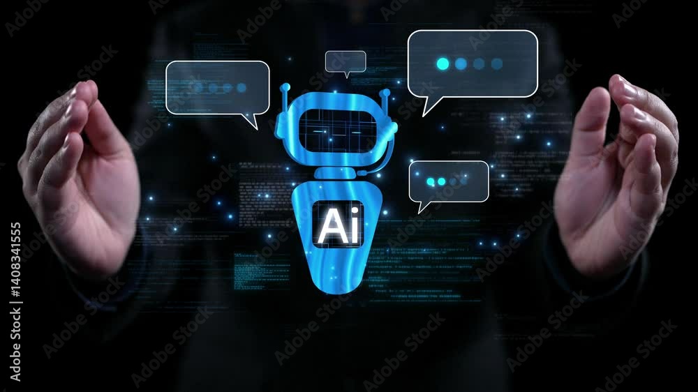 Human interact with AI artificial intelligence virtual assistant ...