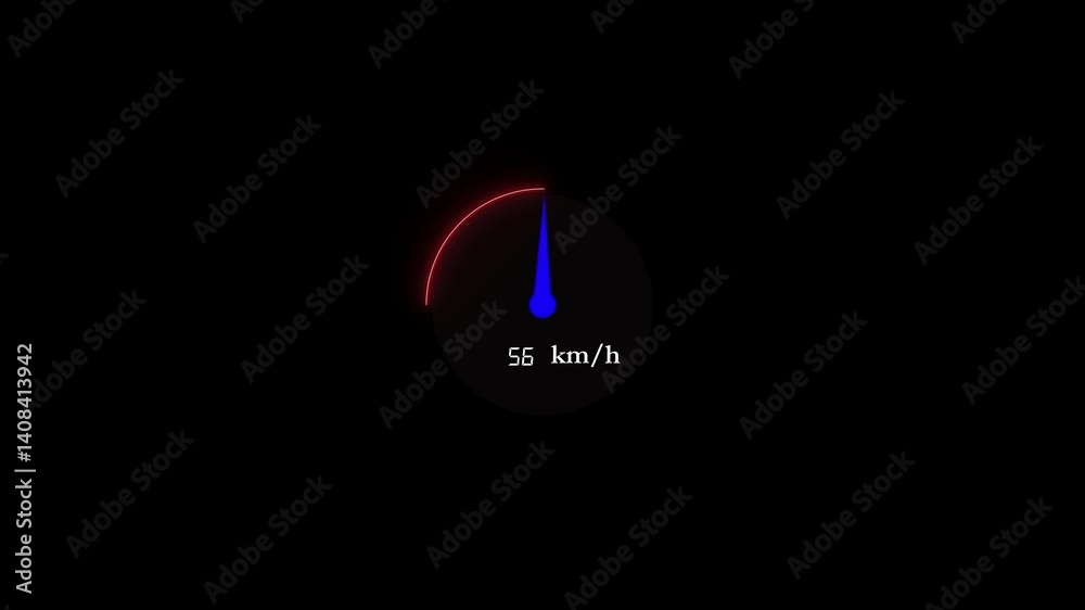 Neon line Digital speed meter animation, Speedometer Display on Black ...