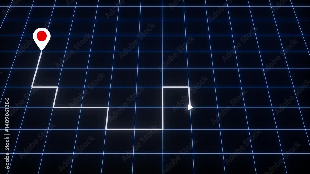 Two location point connection with lines arrow direction animation.A ...