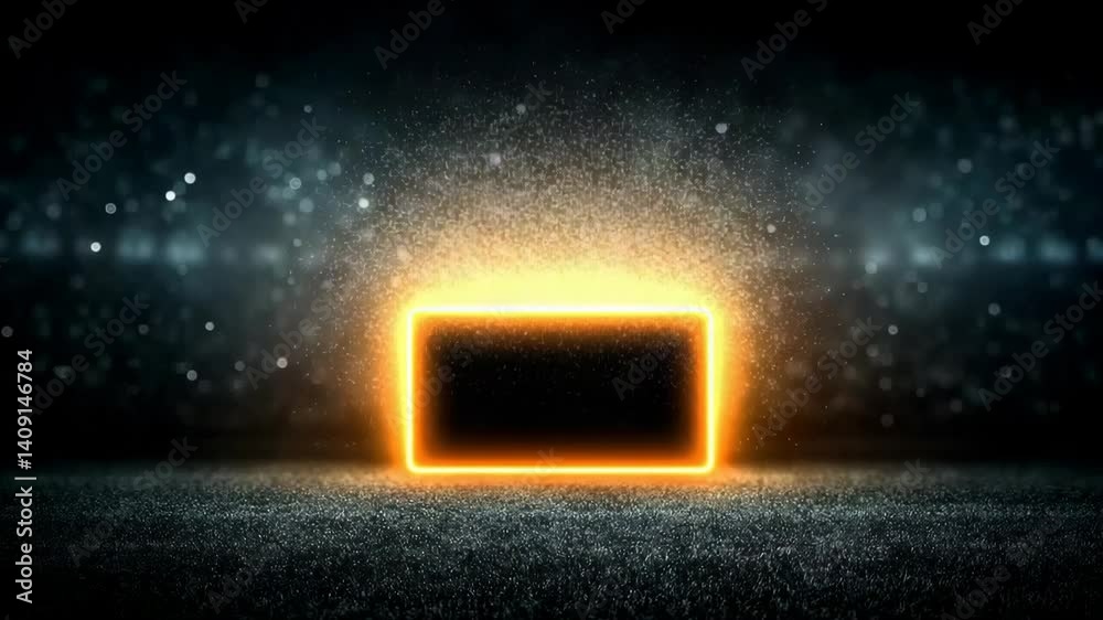 Abstract glowing portal in dark space with particles and texture ...