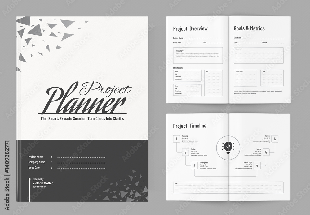 Project Planner Layout For Corporate Companies Stock Template | Adobe Stock