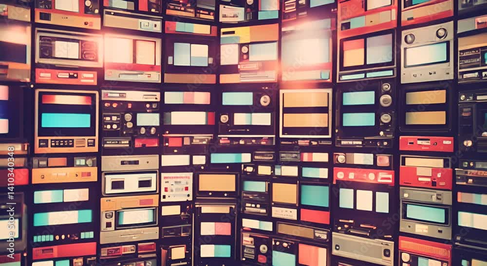 Vintage television screens flickering Close Up Footage of a Retro TV ...