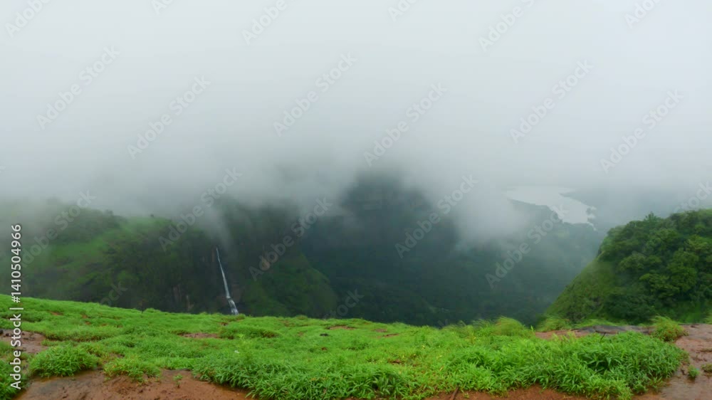 4K shot of beautiful nature landscape of Savlya Ghat view point near ...