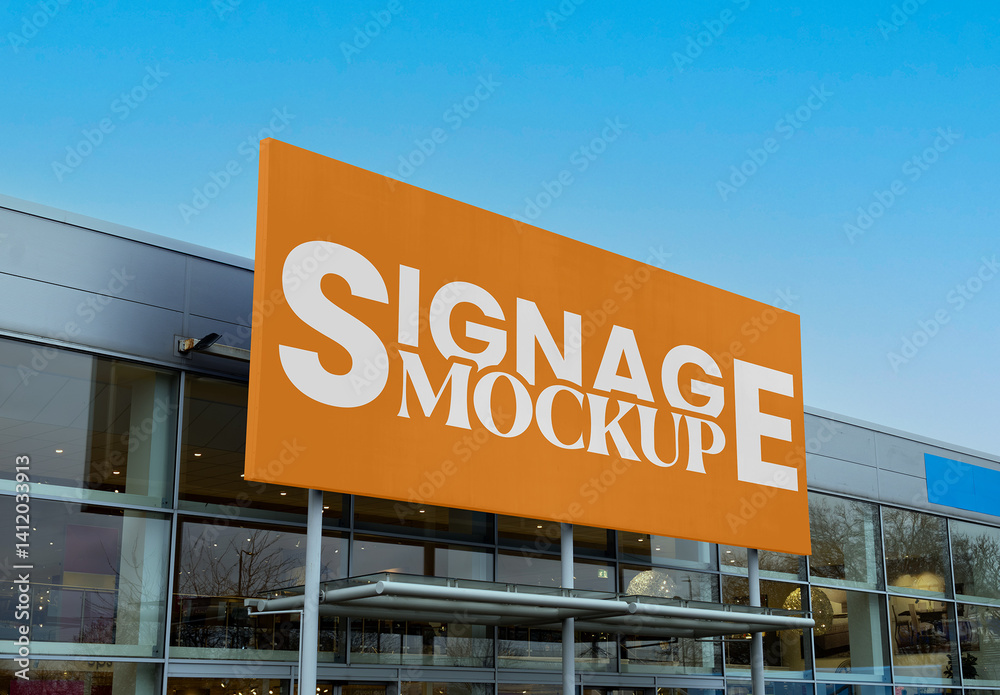 Huge Signage on Store Mockup Stock Template | Adobe Stock