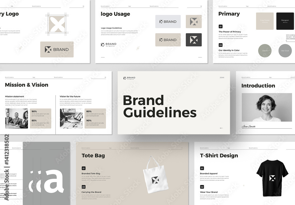 Minimal and Modern Digital Brand Guidelines Layout Stock Template ...