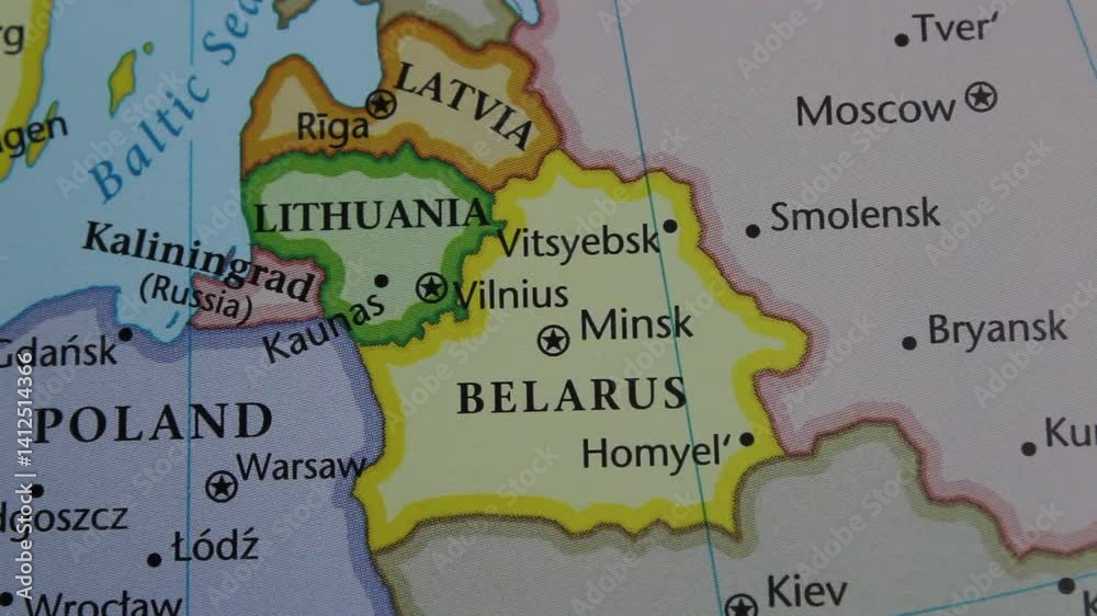 Stockvideon close up of the country of Belarus viewed on a wold map as ...
