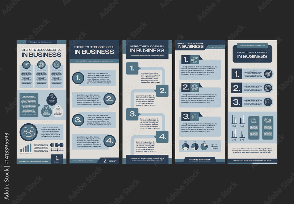 Blue And White Steps To Business Infographic Stock Template | Adobe Stock