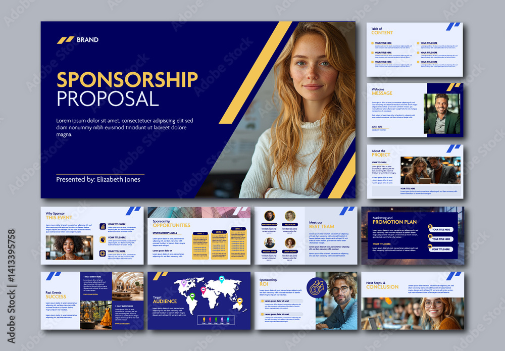Blue Business Event Sponsorship Proposal Slides Stock Template | Adobe ...