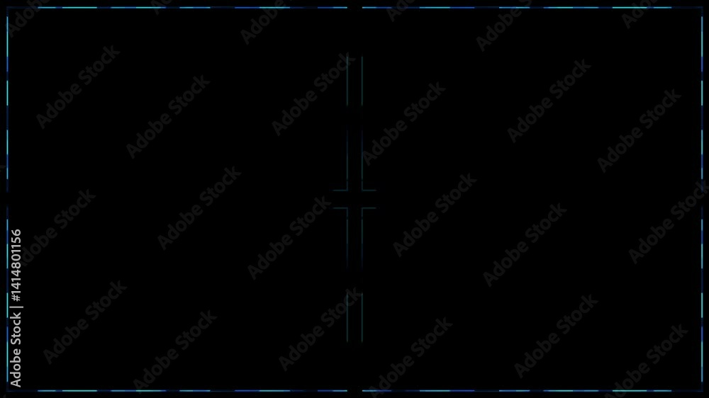 Minimalist cyan dashed line frame and central crosshair overlay on ...