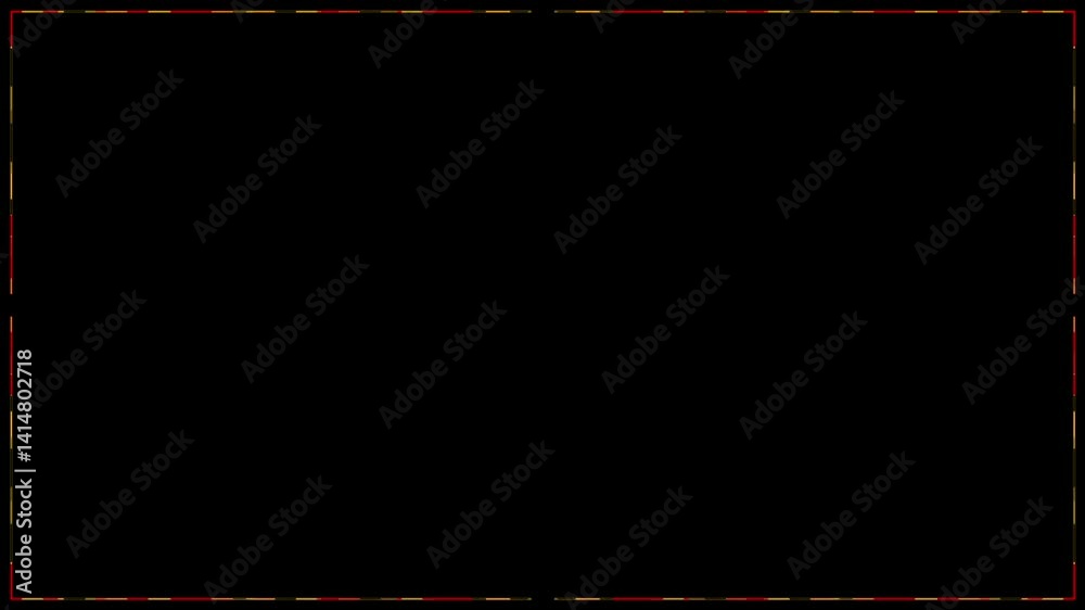 Minimalist subtle red dashed or dotted line frame border on black ...