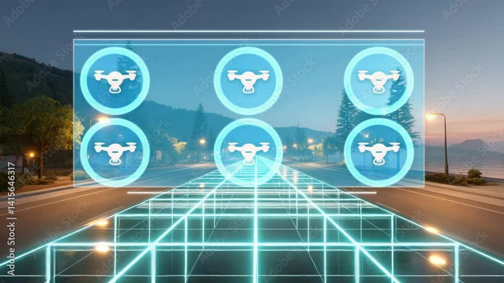 Vidéo Stock AI-powered drone traffic control with interactive UI ...