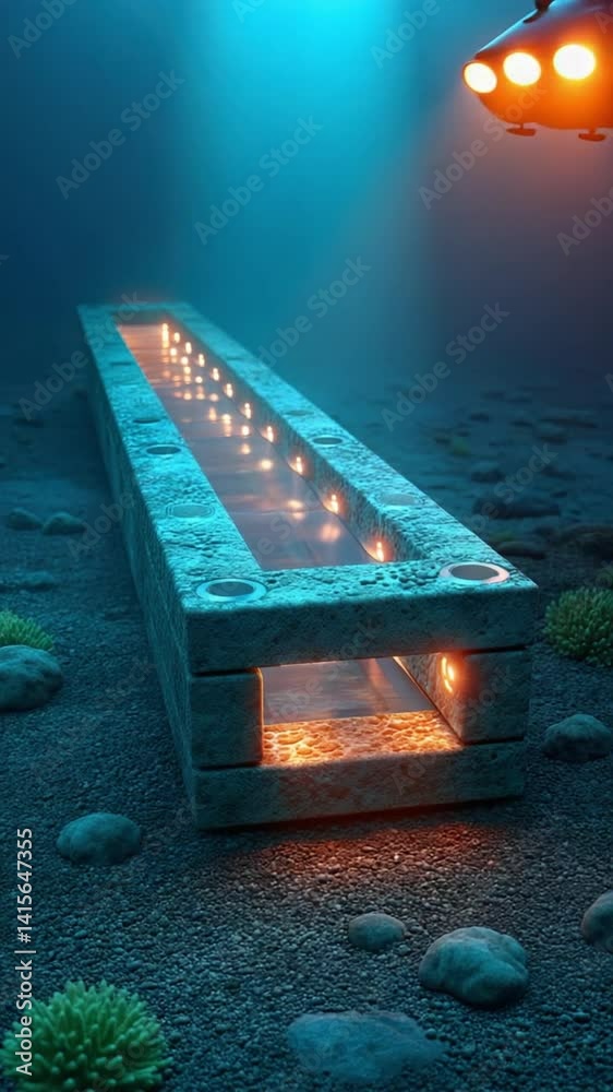 Underwater Drone Systems Exploring Sunken Ship With Onboard Lights Sonar And Side View Camera