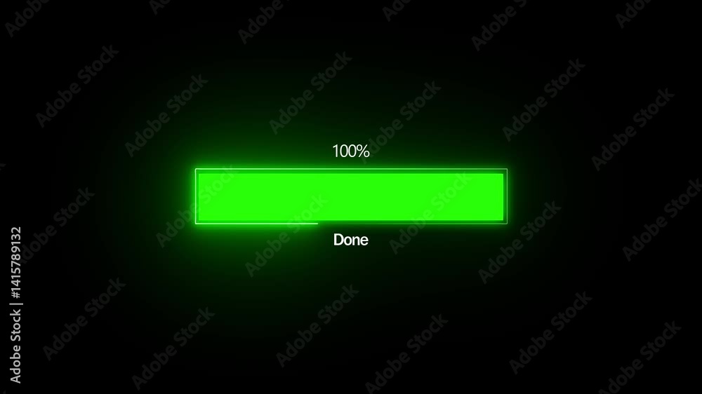 Futuristic progress loading bar 0-100 percent on Black Background. Computer loading screen ...